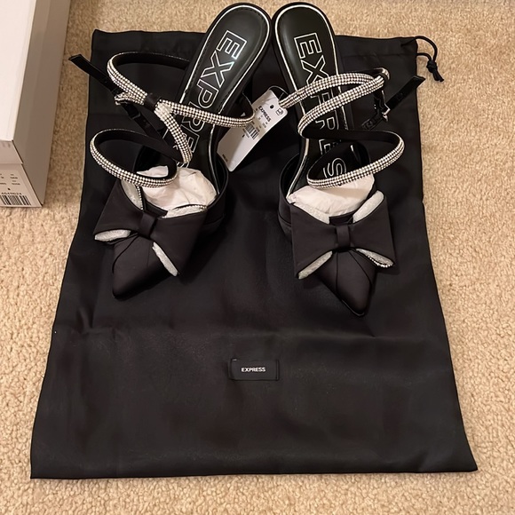 Express | Shoes | New Express Rhinestone Bow Embellished Strap Pumps ...